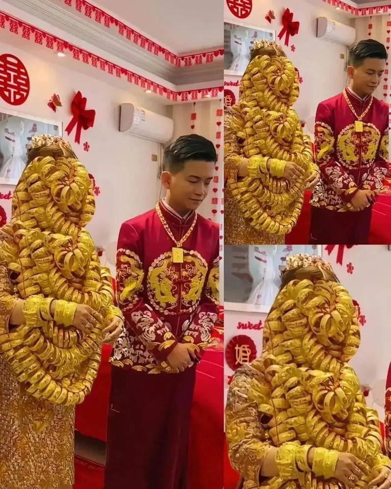 Bride wears breathtaking wedding gold at her wedding: Her beauty and ...