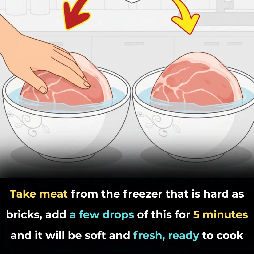 Take meat from the freezer that is hard as bricks, add a few drops of ...