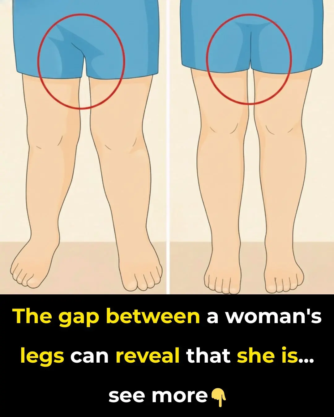 The gap between a woman’s legs can reveal that she is…