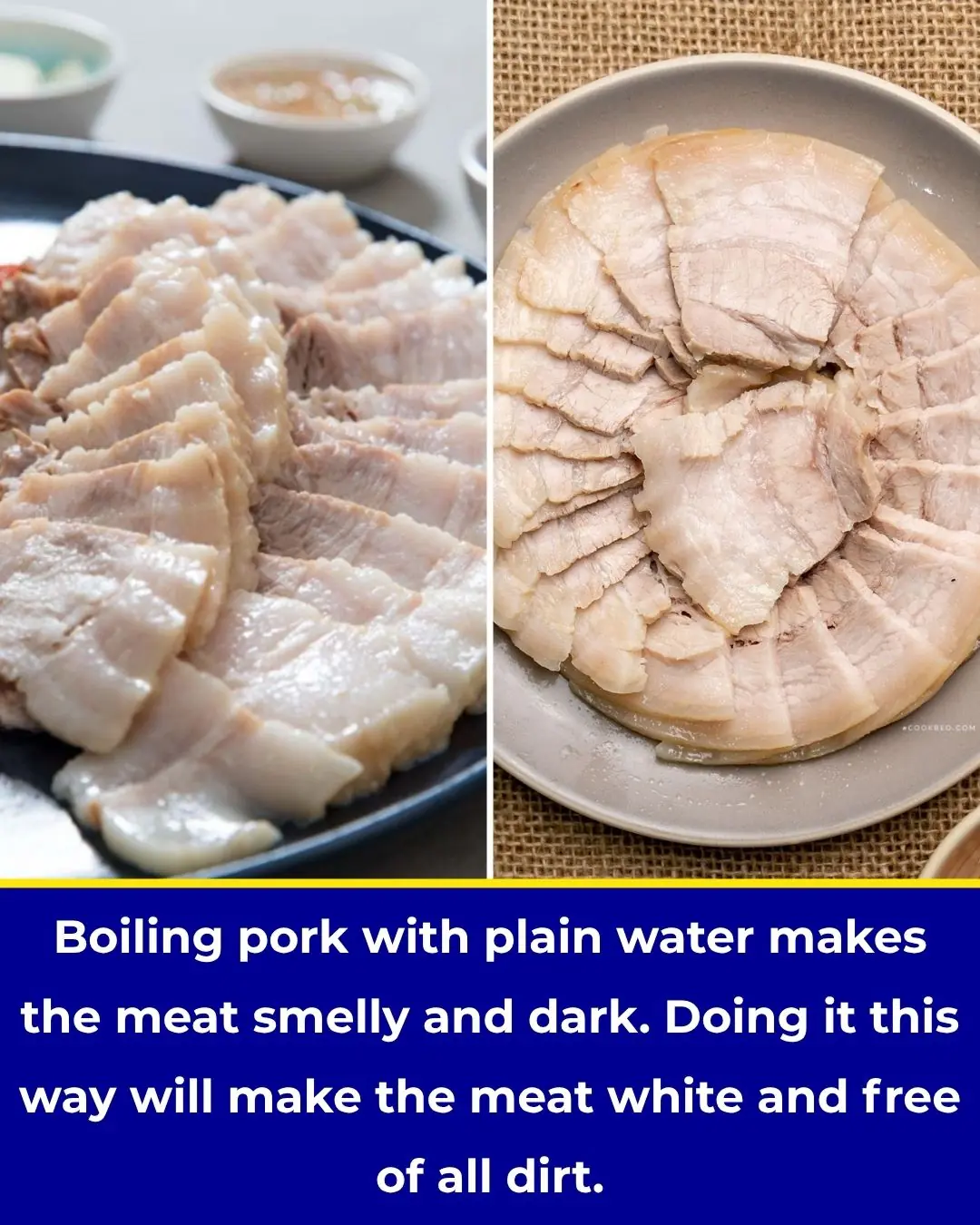 Boiling pork using water is both smelly and dull